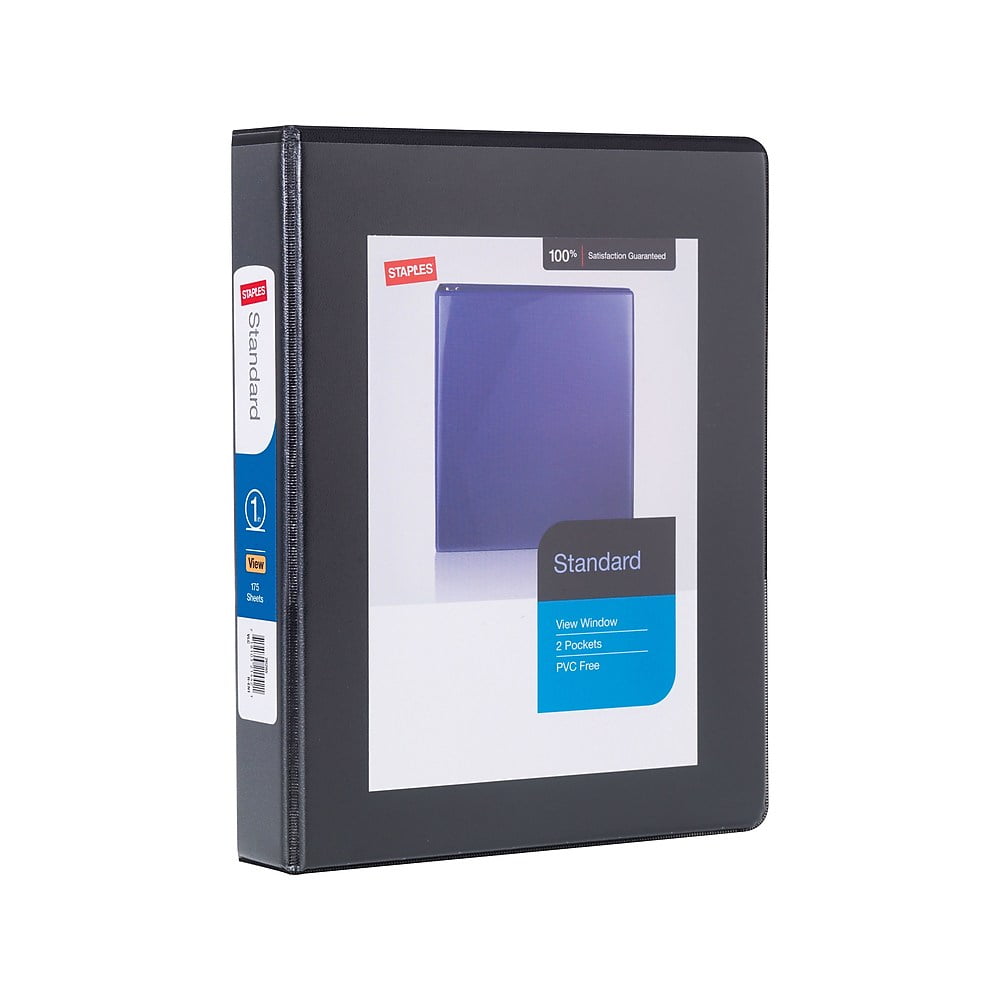 Staples 1" Standard 5-1/2" x 8-1/2" Mini View Binder with Round Rings ...