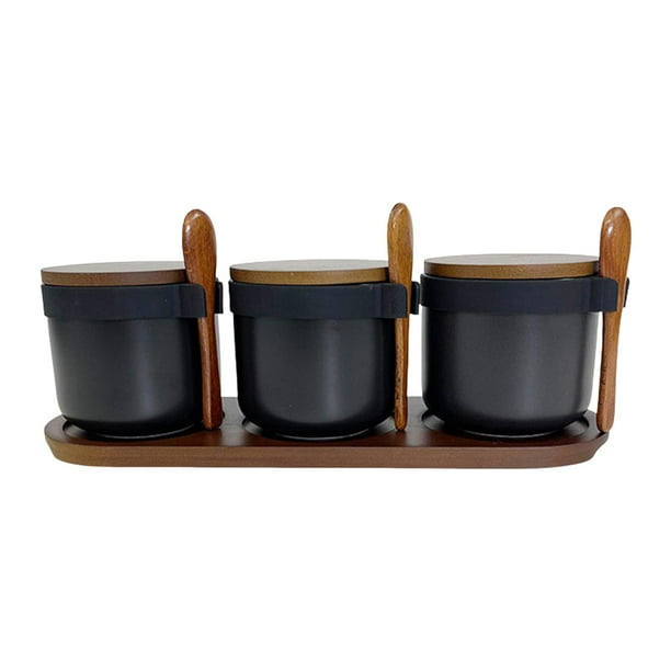 3 Pieces Ceramic Spice Jars Ceramic Seasoning Condiment Jar Set ...