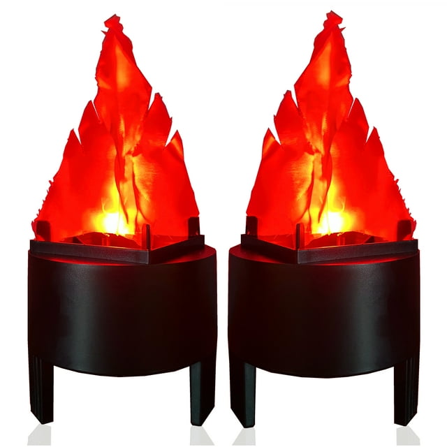 2-Pack LED 3D Artificial Flame Lamp Mini Fake Fire Light Stage Effect ...