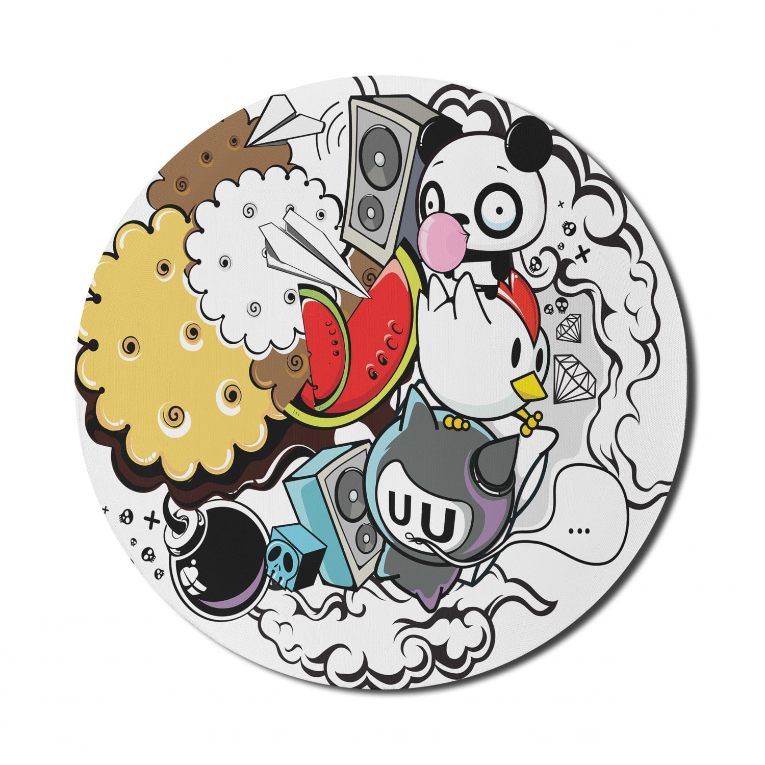 Indie Mouse Pad for Computers, Animal and Food Themed Composition Crazy ...