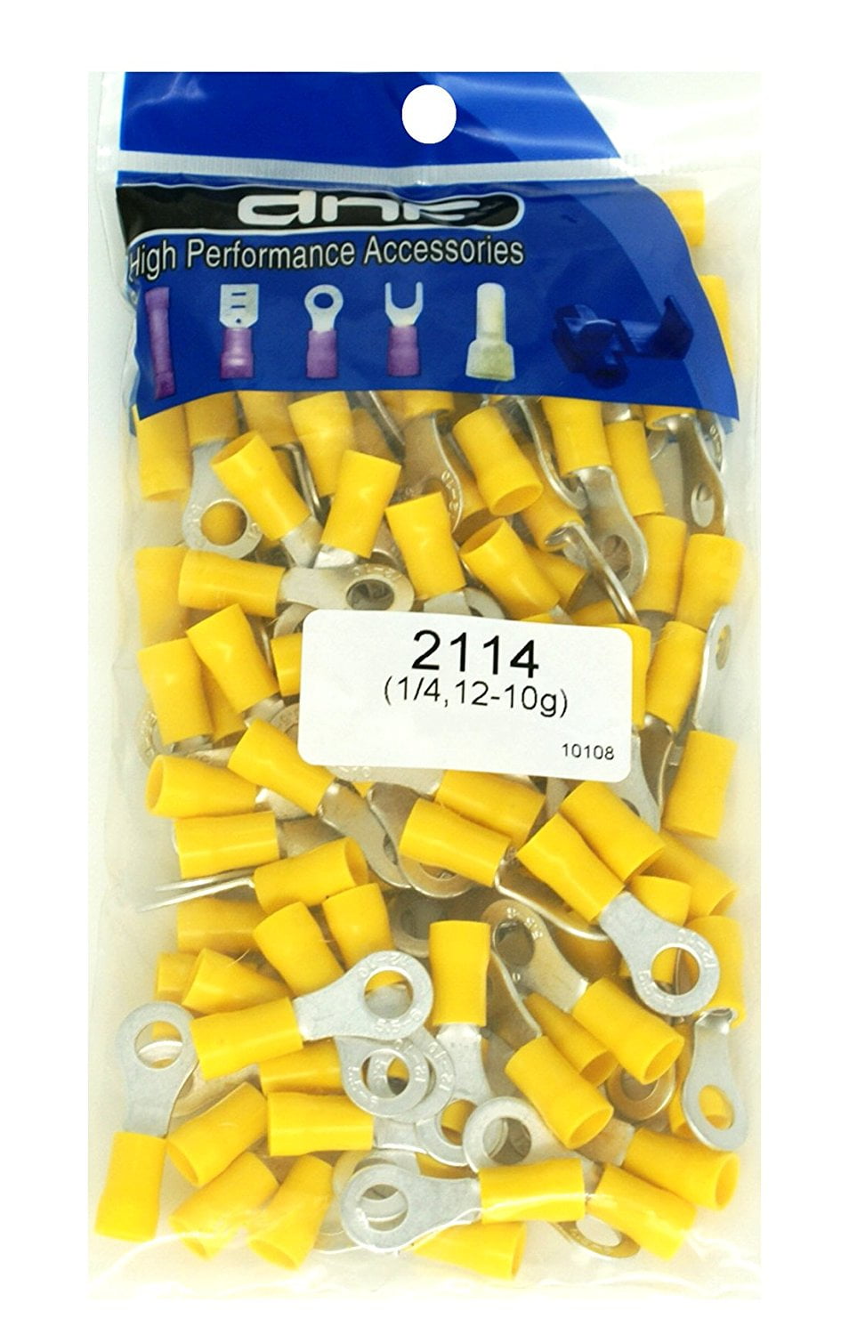 DNF 200 Pieces Copper 12-10 Gauge Yellow Ring Terminals Electrical Wire Connectors 1/4 ...