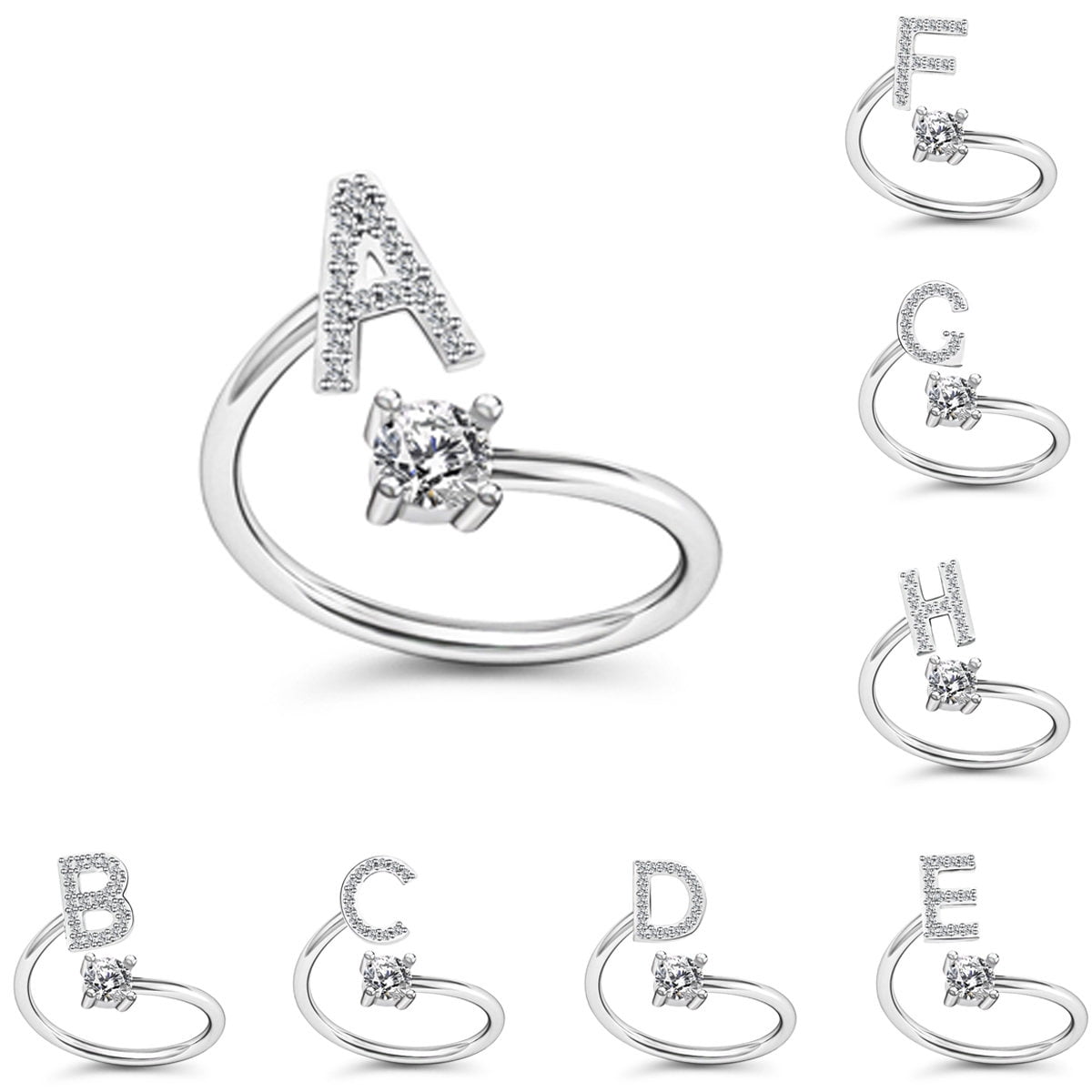 Dress Choice Alloy Personalized Initial Letter Rings Statement ...