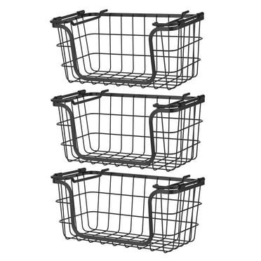 Set of 2 Stackable Metal Storage Baskets - Walmart.com