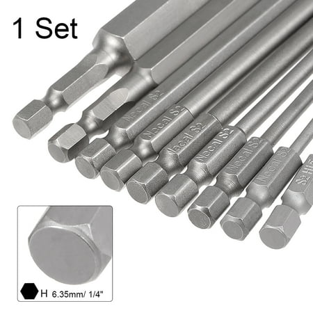 9pcs 1/4 Inch Hex Shank H1.5-H12 Hex Head Screw Driver Bit Set Hex ...