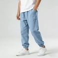 Boys Linen Jogger Pants, Elastic Waist Pull on Loose Trousers with ...