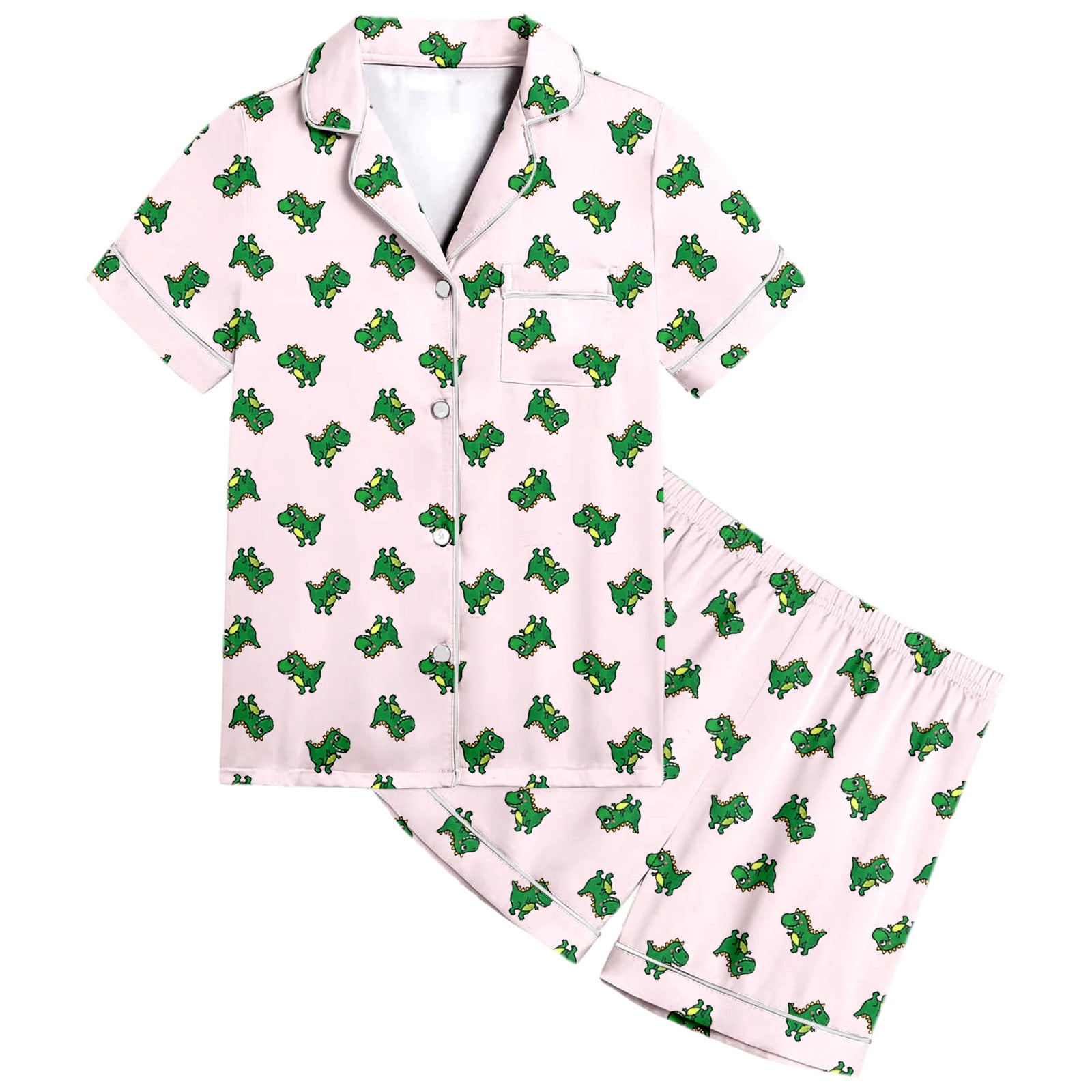 Click here for Huaiyyyy Kids Girl Silk Pajamas Set Dinosaur Pajam... prices