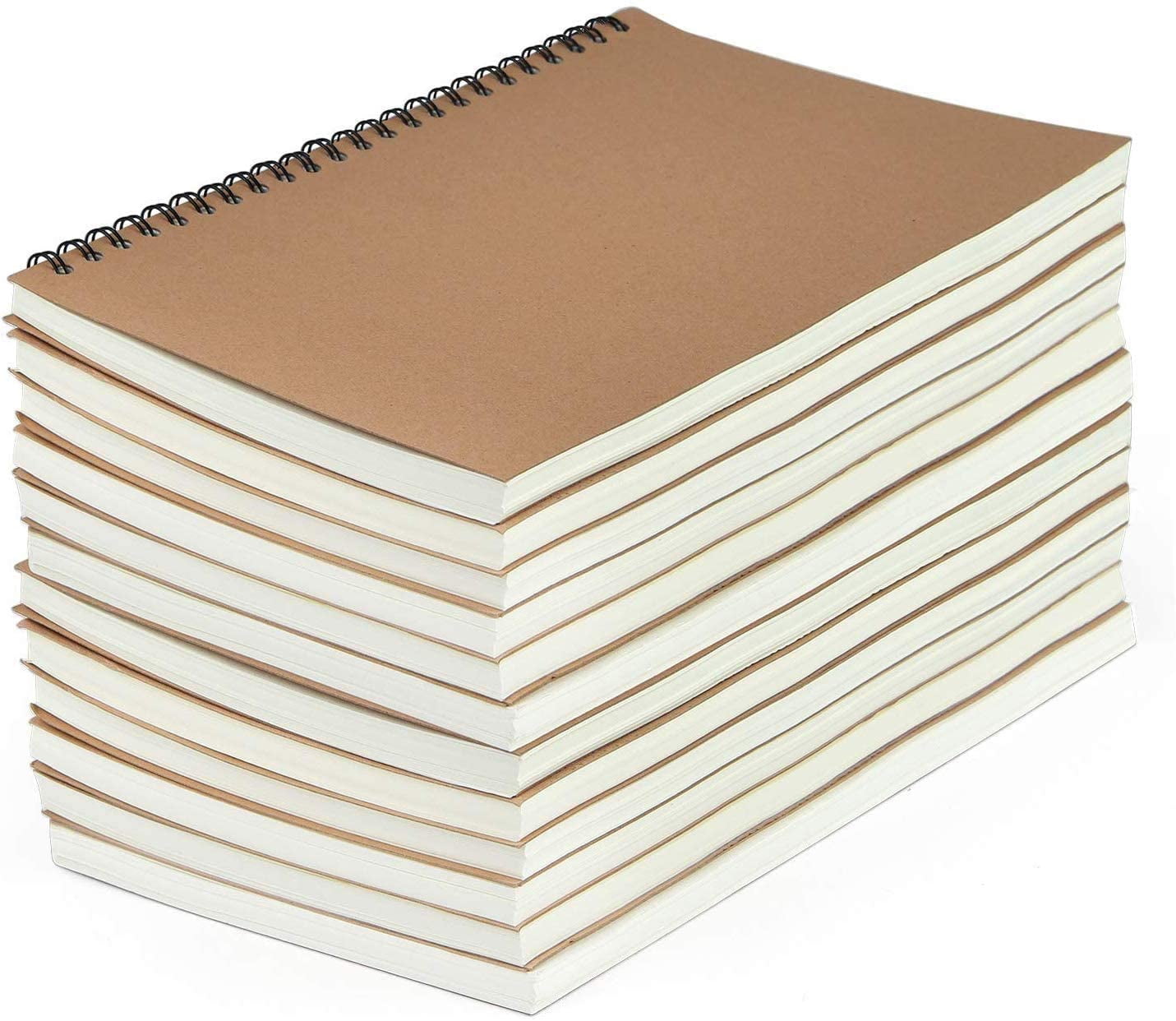 ZHIHU 12 Pack Kraft Cover Spiral Notebooks -120 Pages, Soft Cover ...