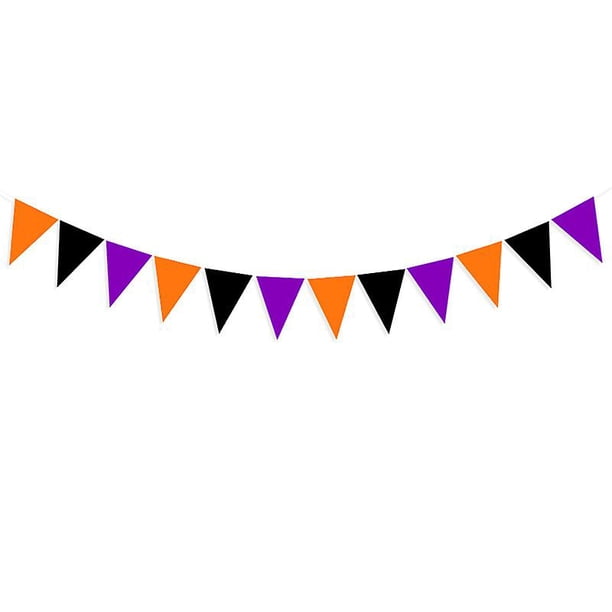 Halloween Pennant Banner Black Purple Orange Triangle Flag Banner ...