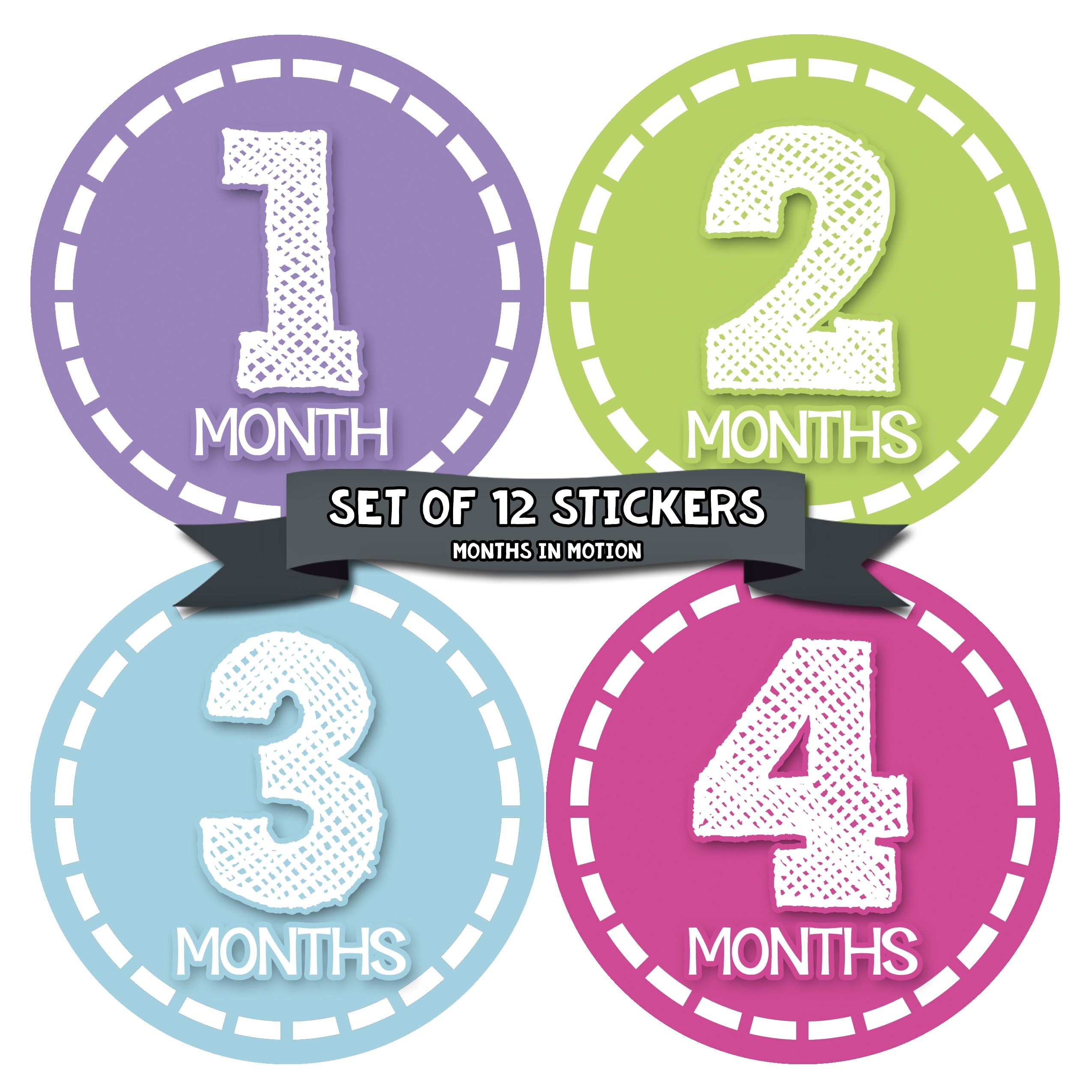 Months in Motion 376 Monthly Baby Girl Stickers Milestone Age Sticker ...