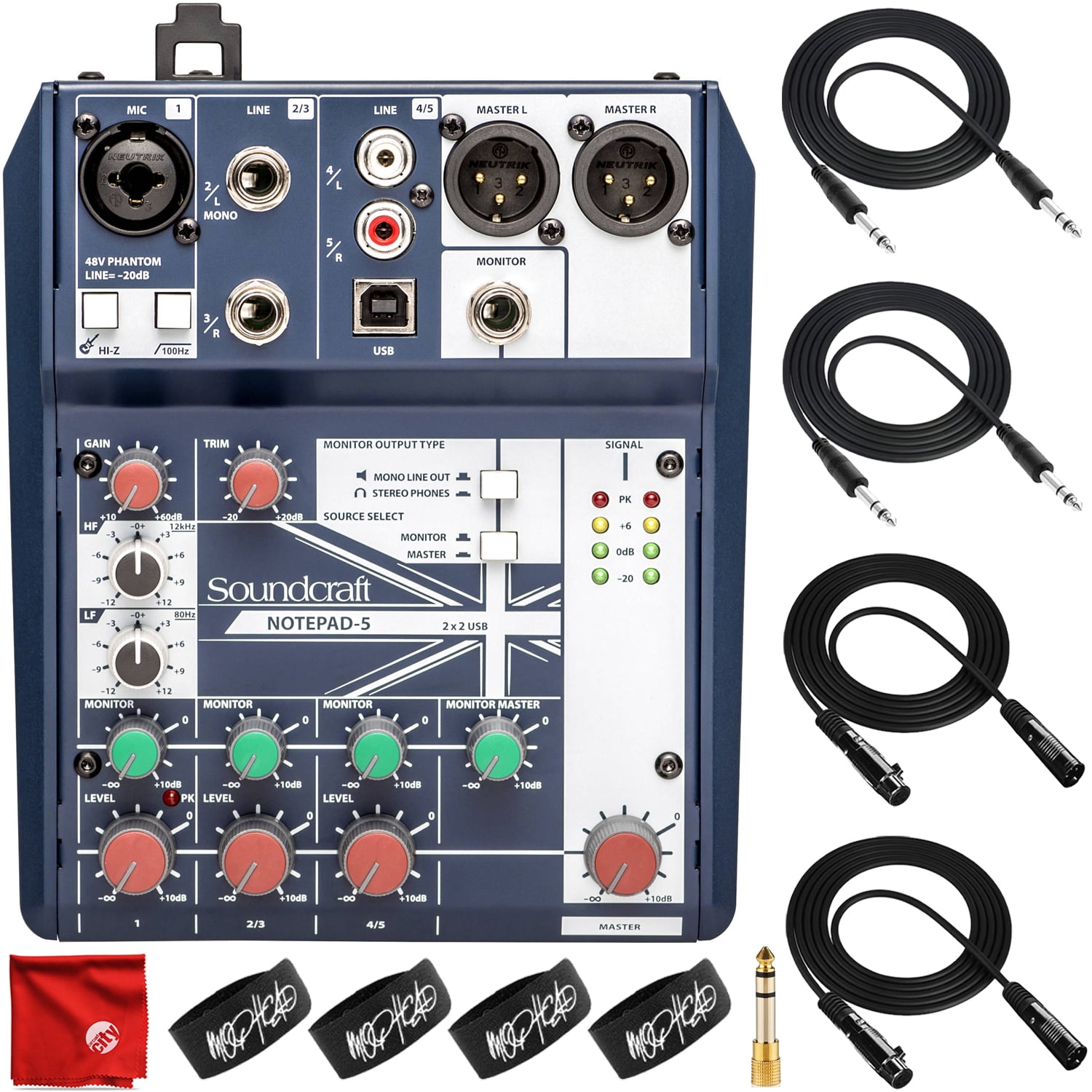 Soundcraft Notepad-5 Small-Format Analog Mixer/USB Interface Bundle ...