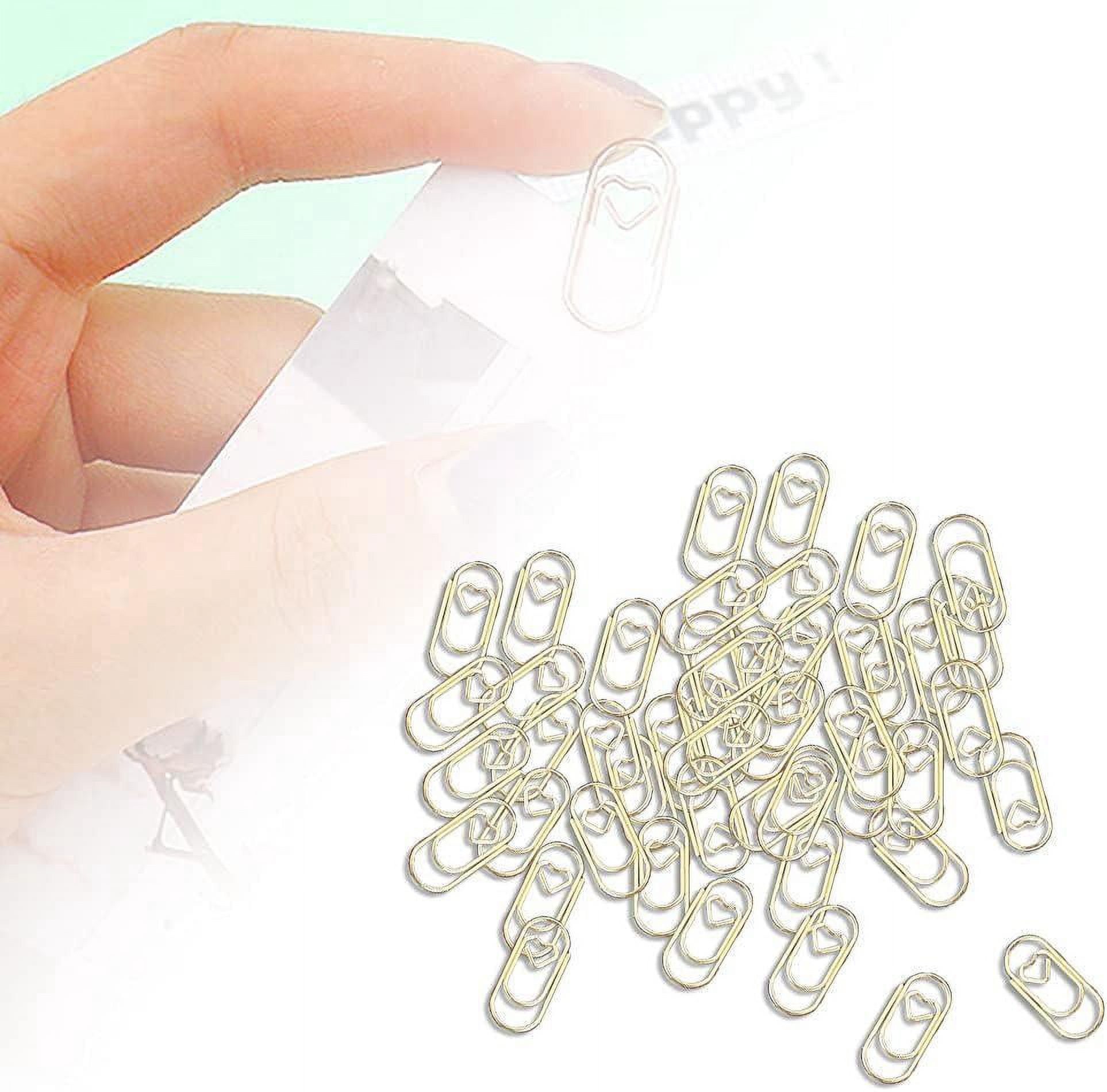 100 Gold Plated Paper Clips Mini Heart Shaped Paper Clips Bookmark ...