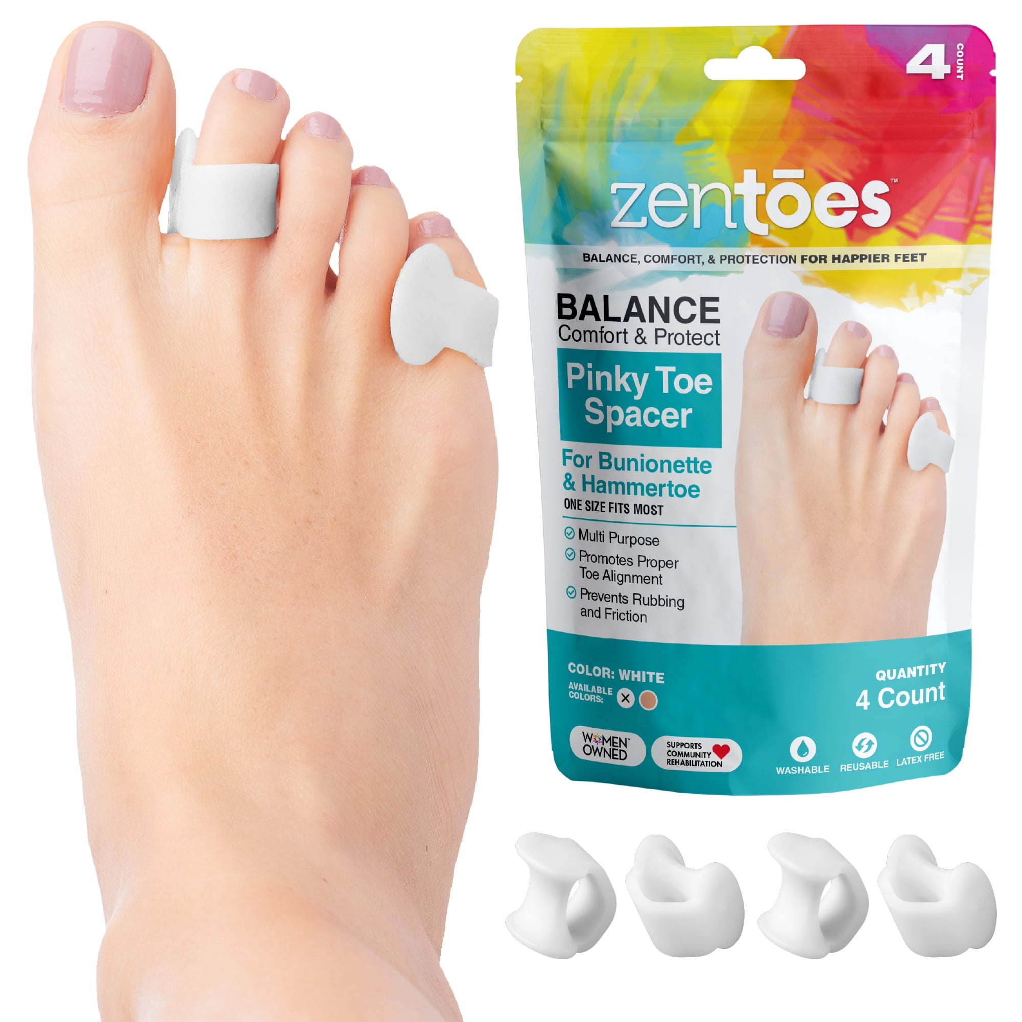 ZenToes Small Toe Spacers - Tailors Bunion Corrector for Pinky Toe ...