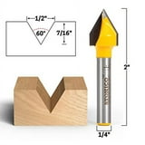 Yonico 60 Degree X 1/2" Diameter V Groove Router Bit - 1/4" Shank ...