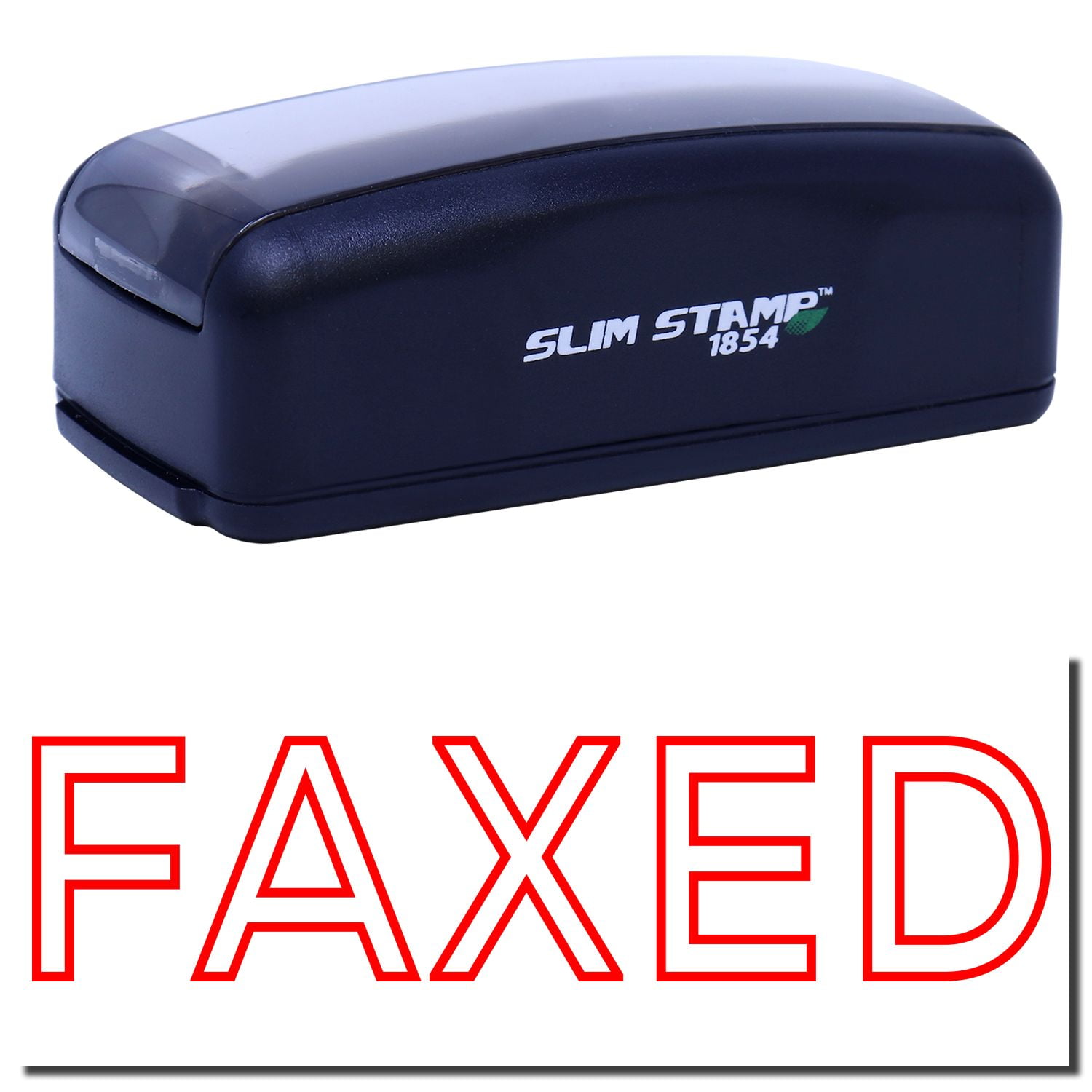 Large Pre-Inked Faxed with Date Box Stamp, Slim 1854, Ultra Slim Design ...