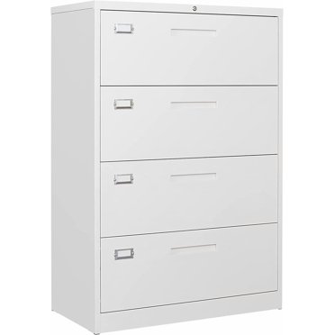 Tribesigns Modern White Filing Cabinet with 5-Tier Bookshelf for Home ...