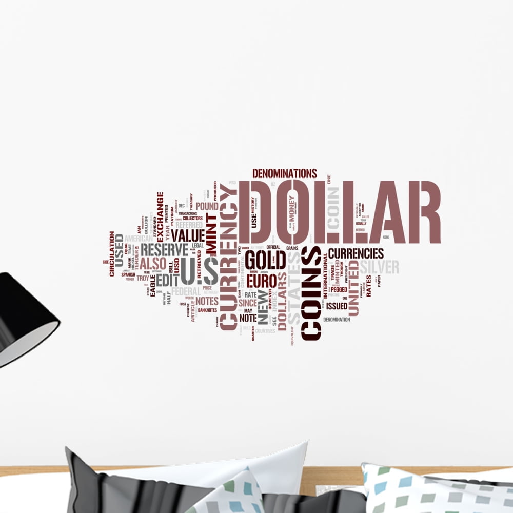 Dollars Word Cloud Wall Decal by Wallmonkeys Peel and Stick Graphic (24 ...