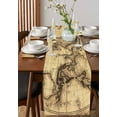 Beige Map Table Runner 72 Inches, Retro Farmhouse Abstract Illustration ...