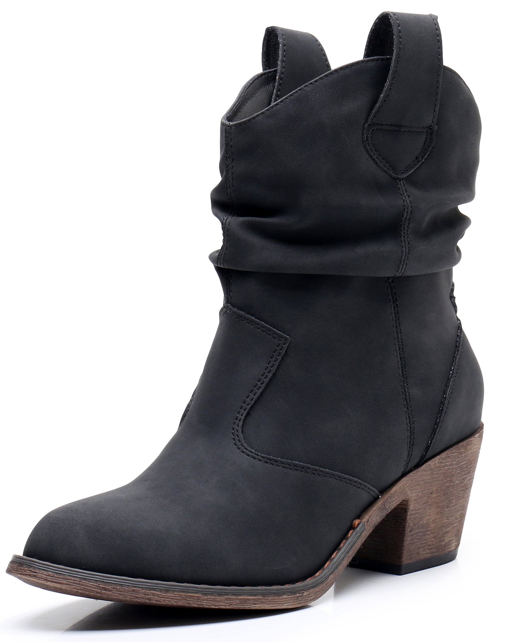 Apakowa Women's Modern Western Cowboy Distressed Boot with Pull-Up Tabs ...