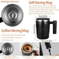 Jytue Self Stirring Mug 380ml Self Mixing Coffee Cup Rechargeable Auto ...