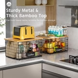 X-Cosrack Stackable Kitchen Counter Basket with Bamboo Top, XL Wire ...