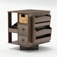 "CAIDI 24"" Rotating End Table with Magazine Rack and Drawers, Grey ...