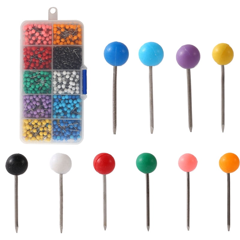 500 Pieces Map Push Pins, Plastic Head Push Pins, Multicolored Push ...