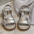 Abomasnow Girls Open Toe Pearl Trim Ankle Strap Sandals Sheer Bow ...