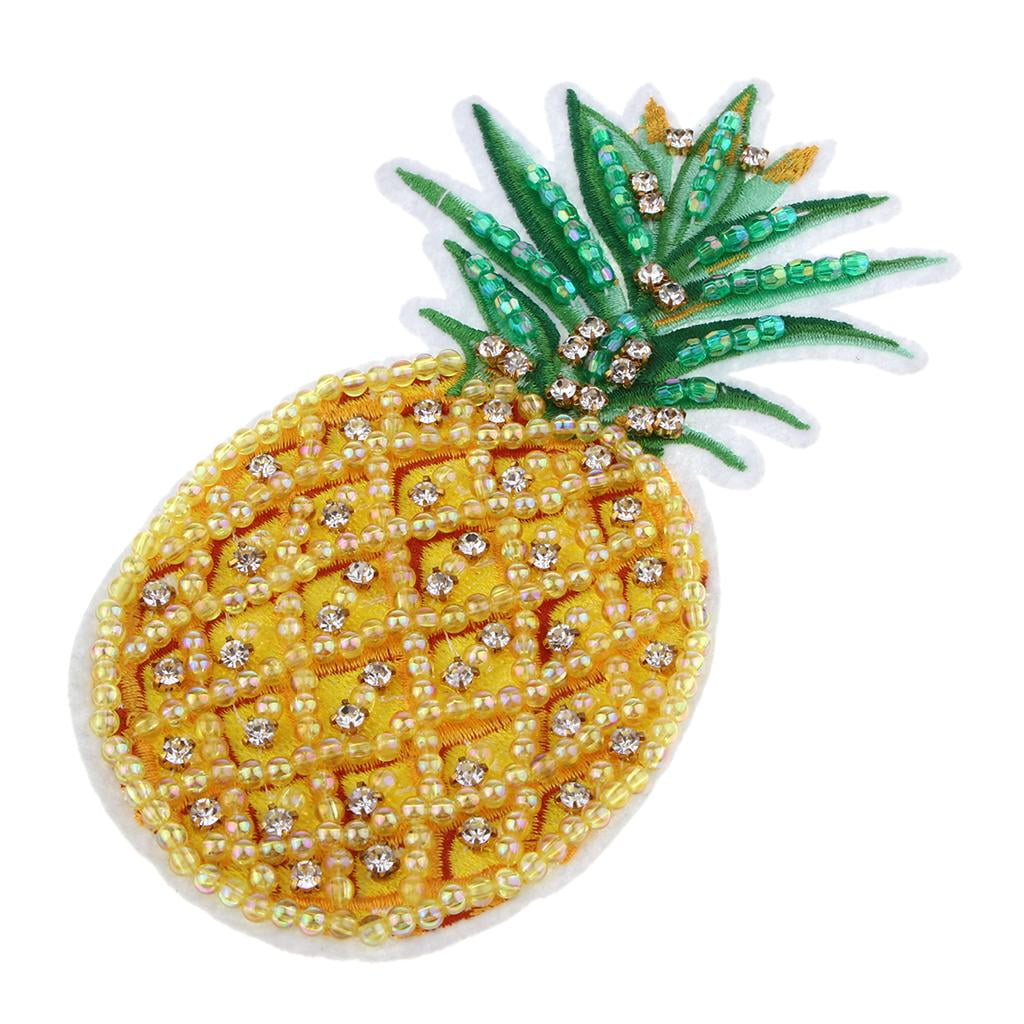 Beaded Rhinestone Patches, Pineapple Applique for Sewing Decor Garment Stickers Sew On Patches ...