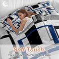 Abstract Lines Art Duvet Cover Set Twin Size, Black Blue Geometric ...