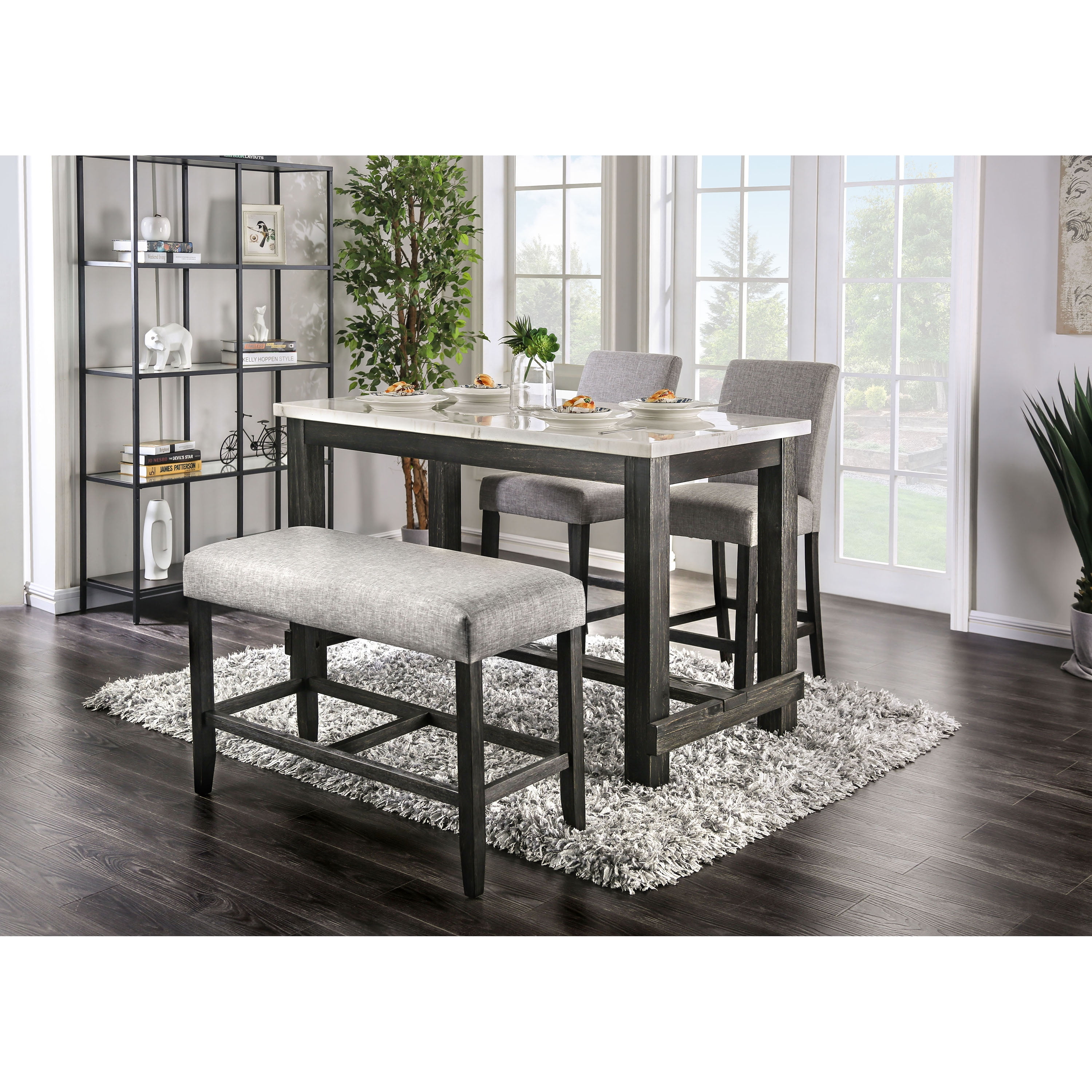 Furniture of America Alluna 4-Piece Counter Height Dining Set, Light ...