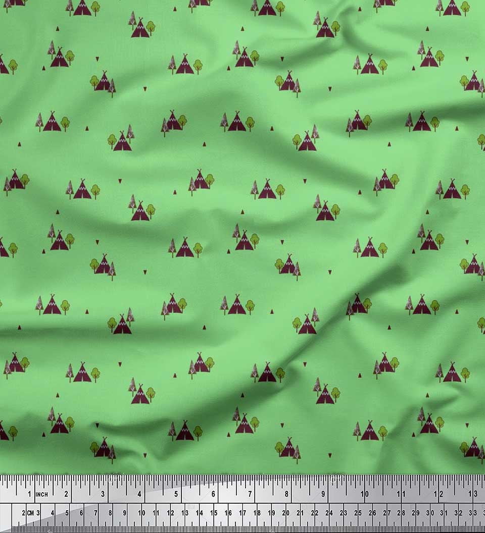 Soimoi Velvet Fabric Triangle,Tree & Tent Tribal Fabric Prints by Yard ...