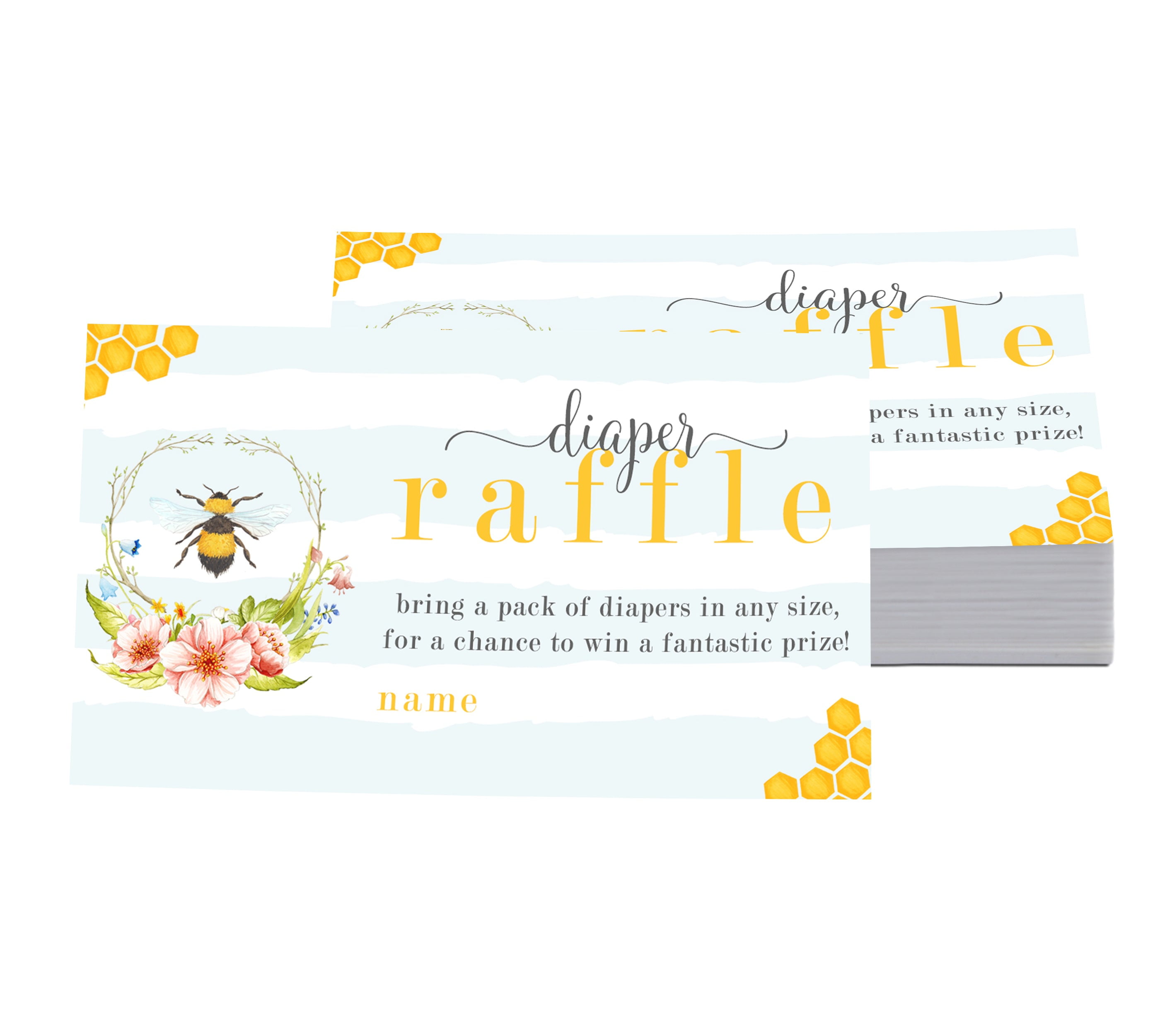 Mama Bee Diaper Raffle Tickets (50 Pack) Bumblebee Baby Shower Games ...