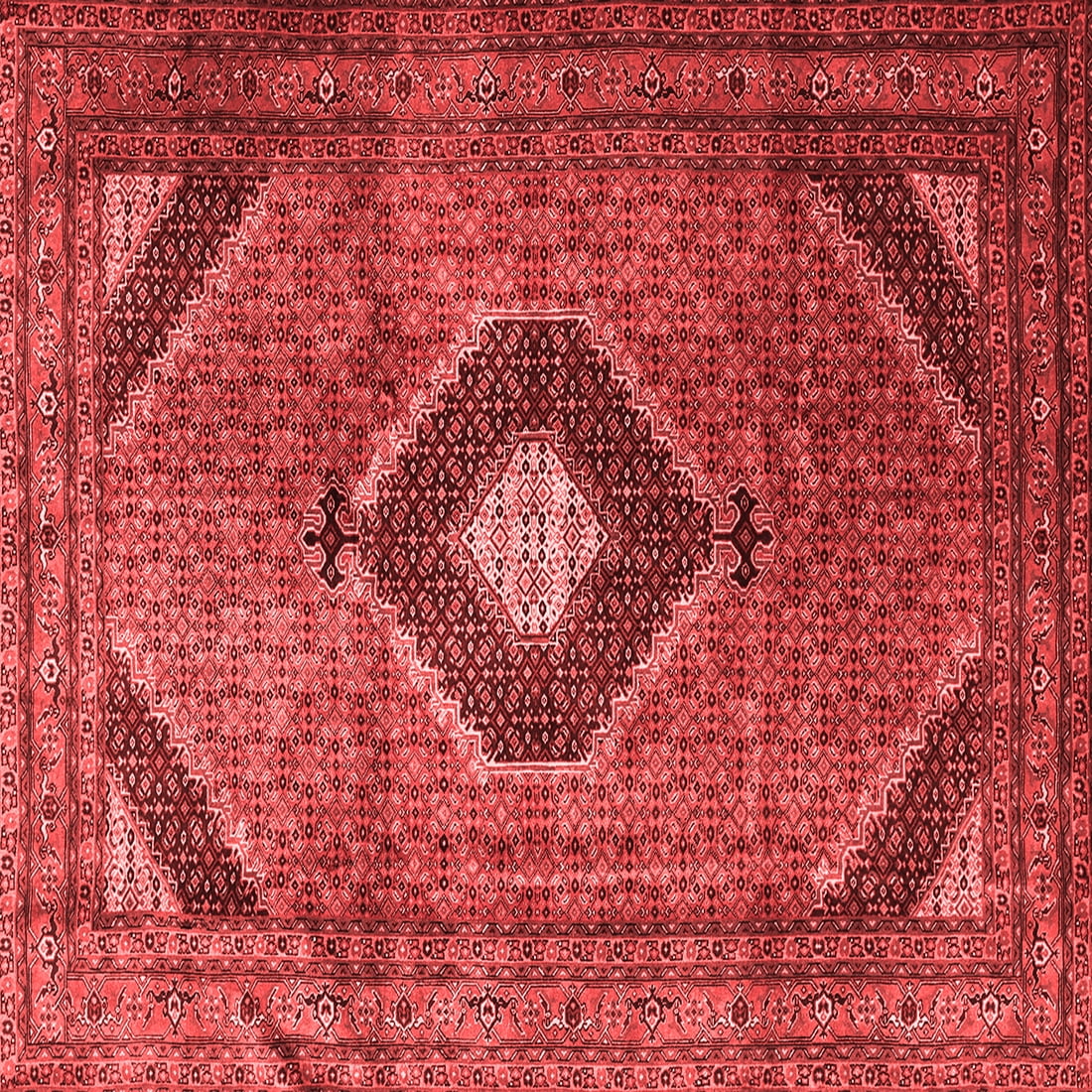 Ahgly Company Indoor Square Medallion Red Traditional Area Rugs, 7 ...