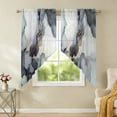 Black Marble Sheer Curtains Swag Valances for Windows Golden Waves ...