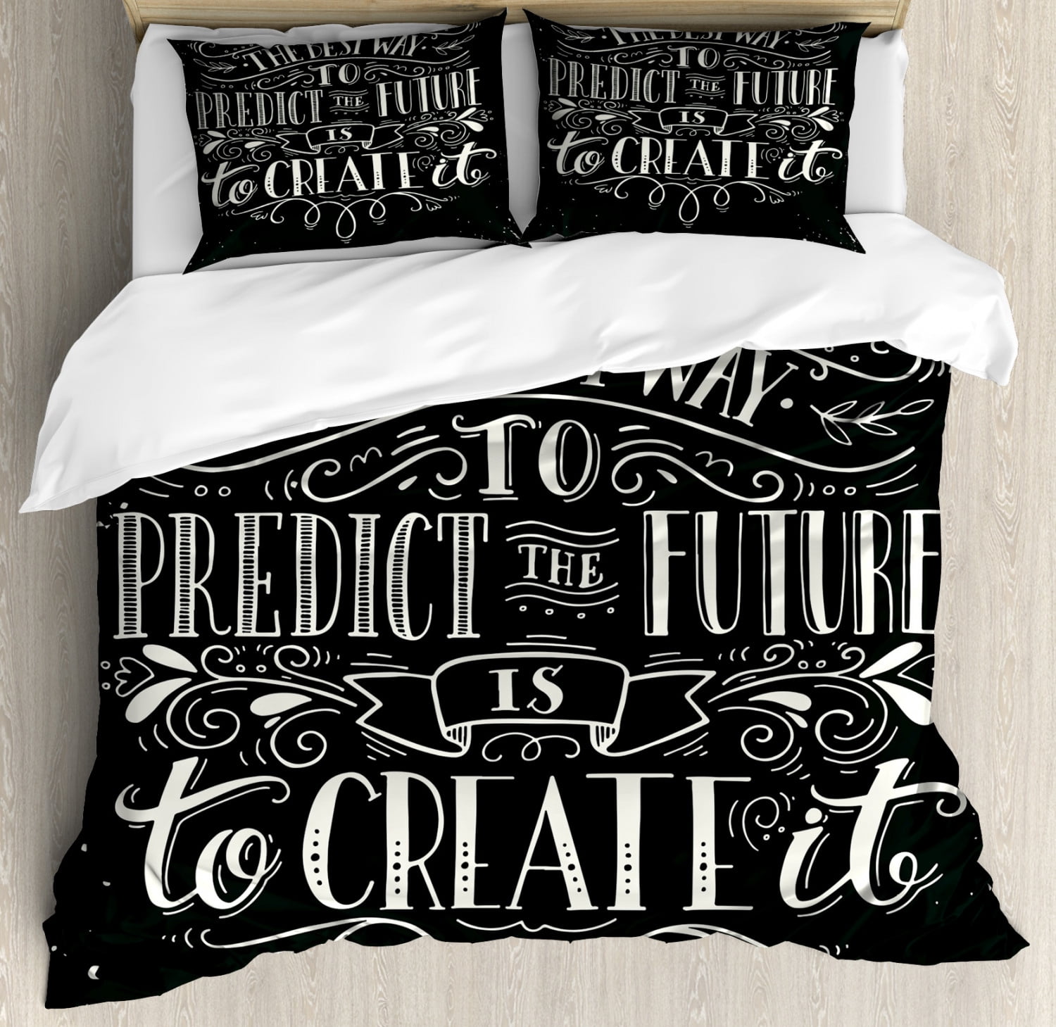 Vintage King Size Duvet Cover Set, Hand Lettering on a Grunge Design ...