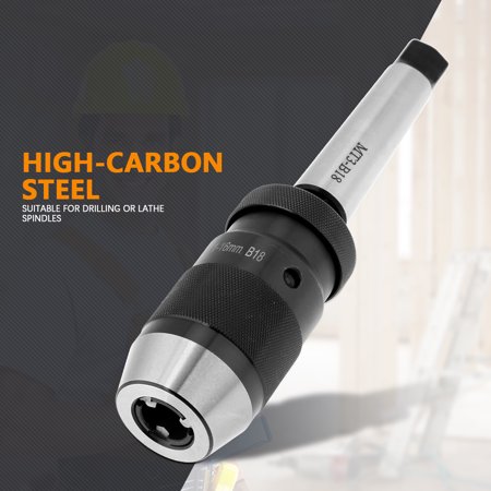 WALFRONT 1-16mm Capacity 45# Steel Self Tighten Keyless Lathe Drill Chuck with MT3-B18 Taper ...