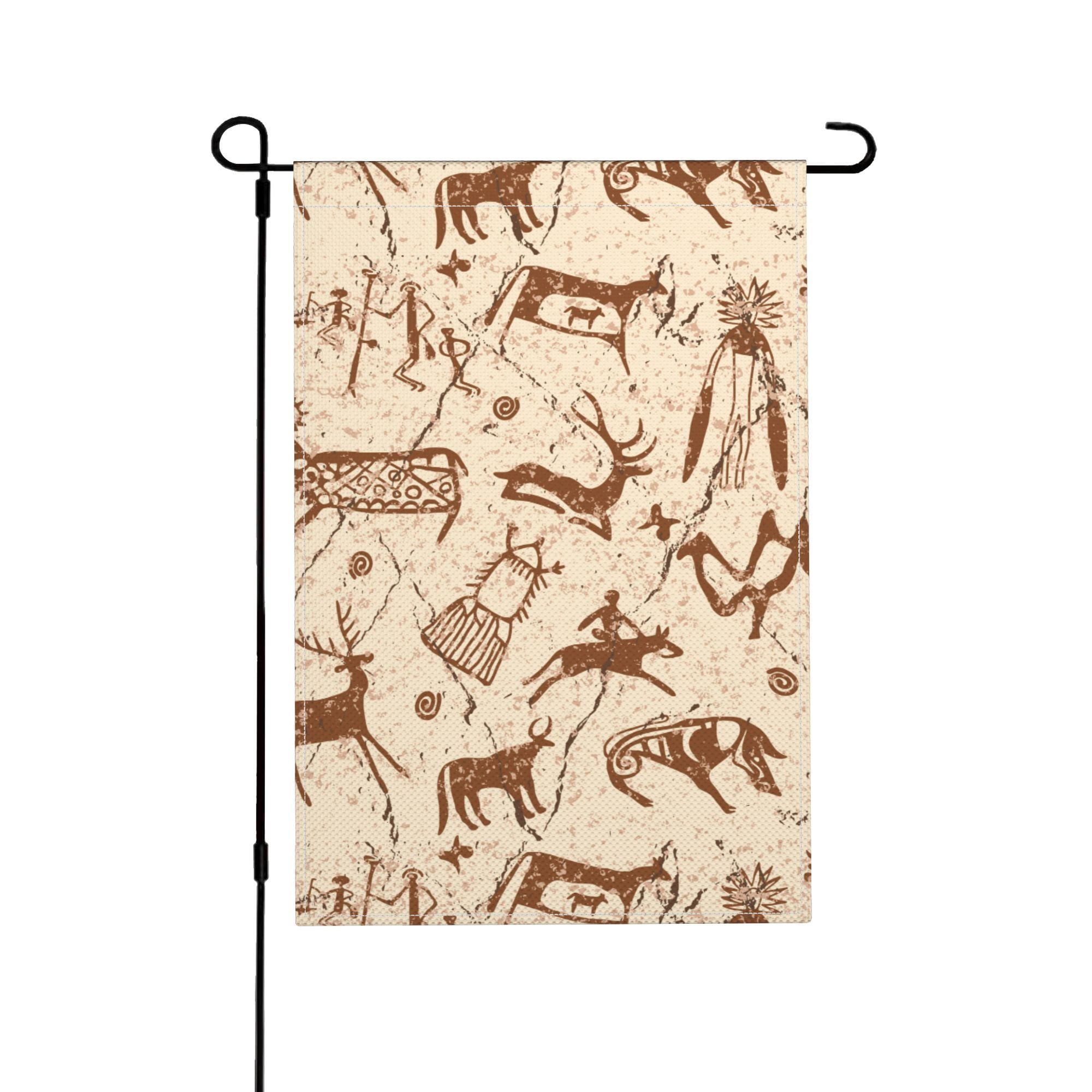 TEQUAN Central Asian Rock Paintings Garden Flags, 18 x 12 inch Double ...