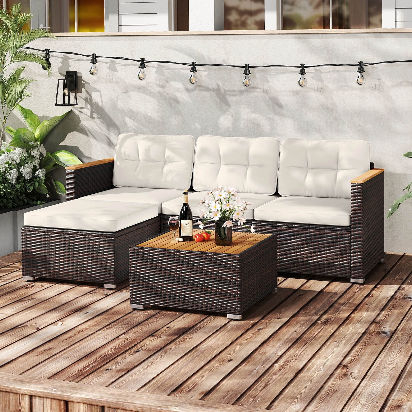Click here for Costway 5 Piece Wicker Conversation Set Patio Ratt... prices