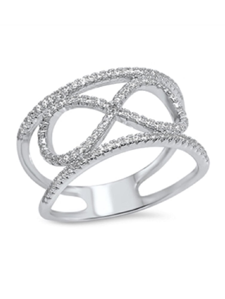 Infinity Cubic Zirconia Designer Ring Sterling Silver 925 - Walmart.com