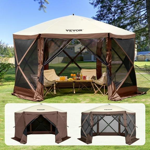 Pop Up Gazebo Tent 12.5x12.5FT, 6 Sided Screen Tent with Privacy Cloths ...