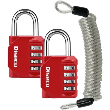 Disecu 4 Digit Combination Lock Outdoor Waterproof Padlock with Steel ...