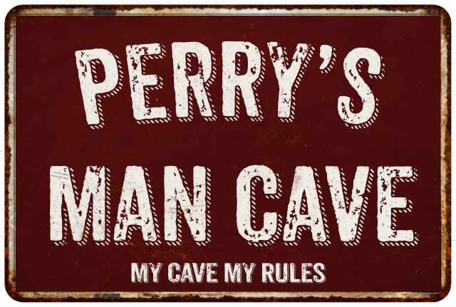 PERRY'S Man Cave Red Grunge Sign 12 x 18 Matt Finish Metal Sign ...