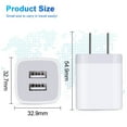USB Wall Charger Block,FiveBox 2.1A Dual Port USB Charger Block with ...