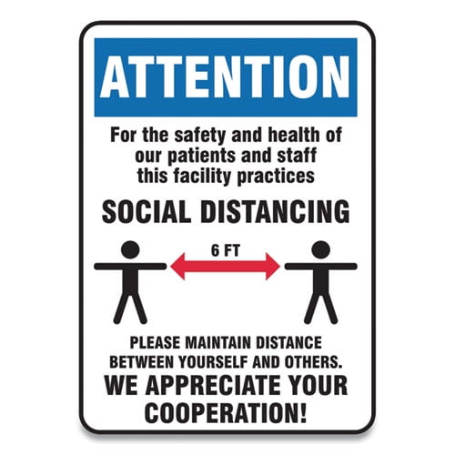 Social Distance Signs, Wall, 7 X 10, Patients And Staff Social ...