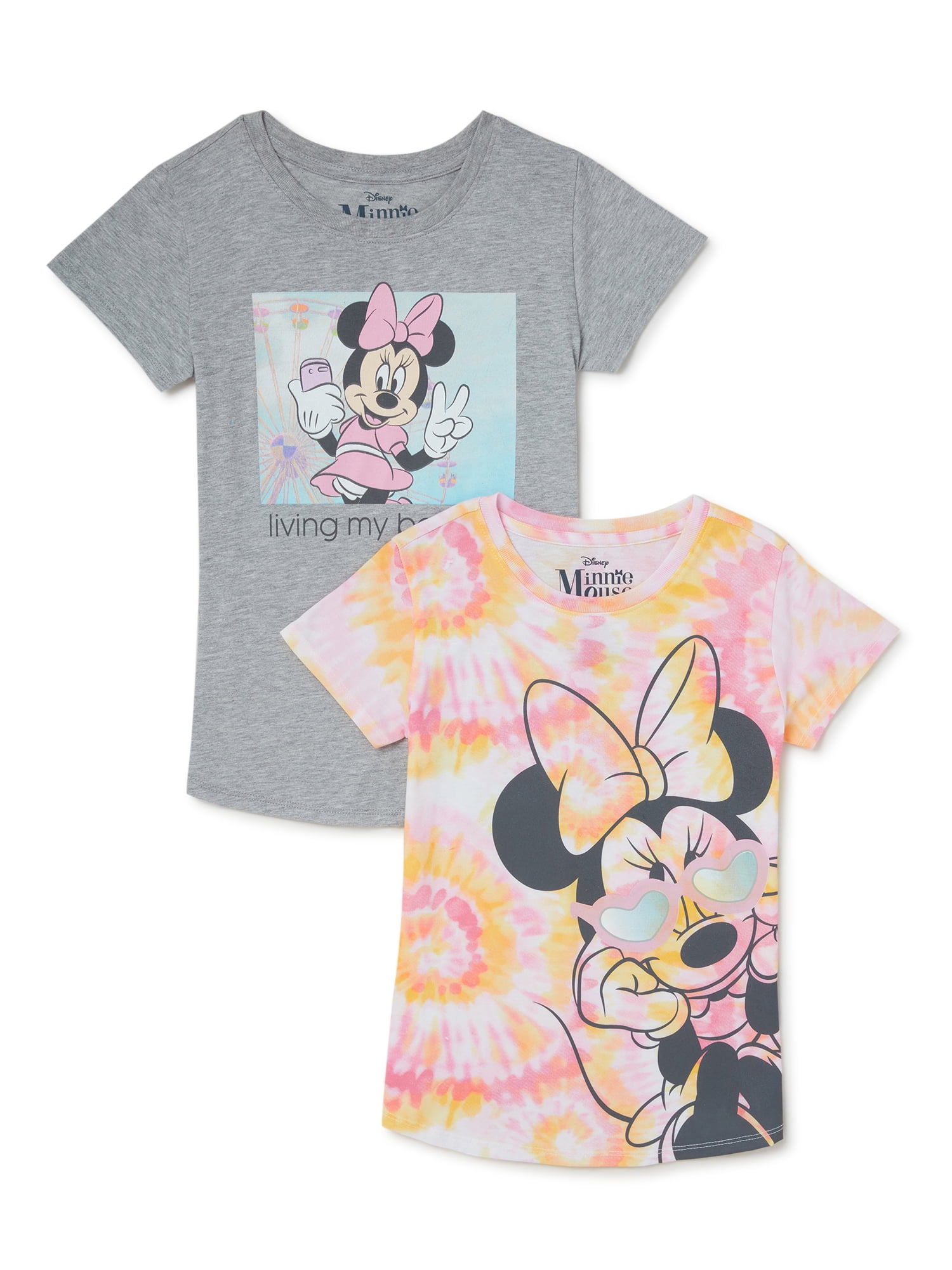 Minnie Mouse Girls' Short Sleeve T-Shirt, 2-Pack, Sizes 4-16 - Walmart.com