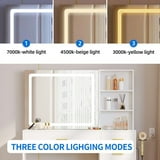 Uforic White Vanity Desk Set with Power Outlet & LED Light, Makeup ...