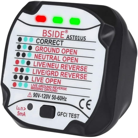 Bmatwk Outlet Receptacle Tester Circuit Analyzer 90-120V US Wall Plug ...