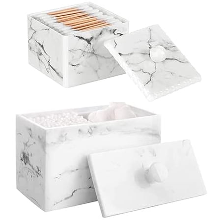 Cotton Swab Holder, Plannu Resin Cotton Ball Canister with Lid, Q-Tip ...