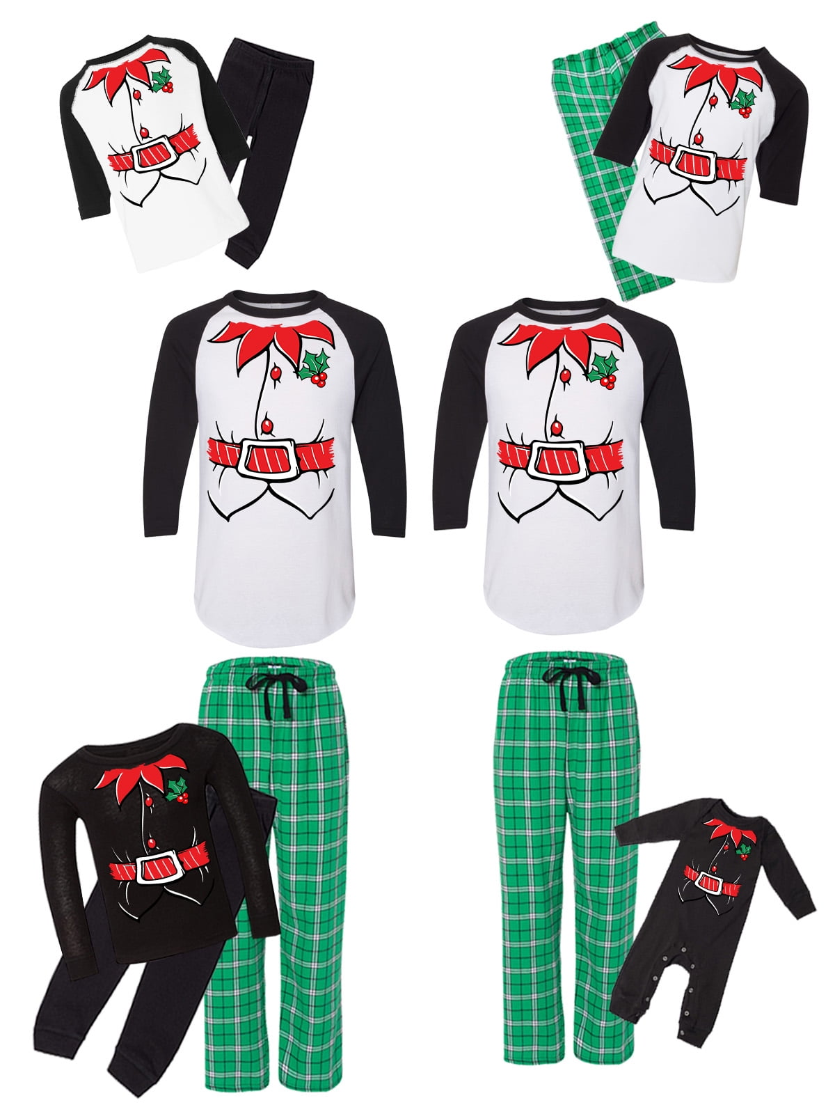 Awkward Styles Matching Christmas Pajamas Set Green Cute Elf Family ...