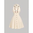 Apricot Cotton Folk Embroidered Shirt Dress – Sleeveless Collared Mini ...